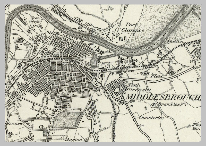 Middlesbrough and Environs - Ordnance Survey of England and Wales 1870 ...