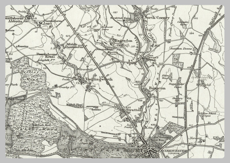 1890 Collection - Cirencester (Moreton in the Marsh) Ordnance Survey M ...
