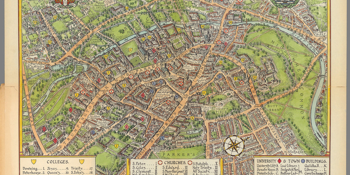1929 Historical Pictorial map of Cambridge– I Love Maps