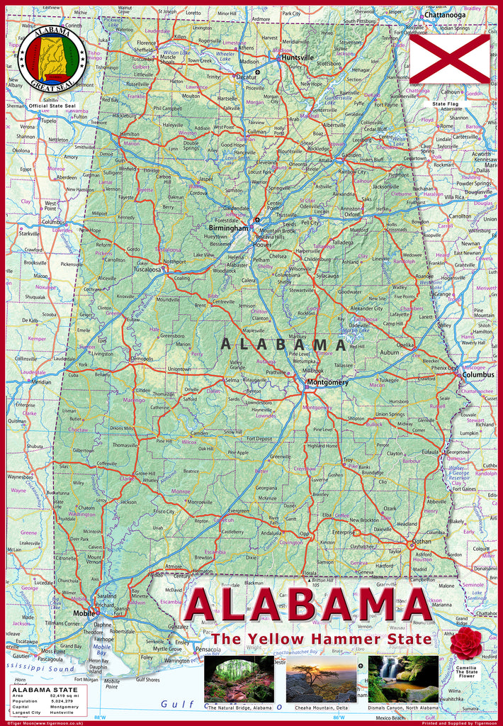 Alabama Physical State Map | I Love Maps