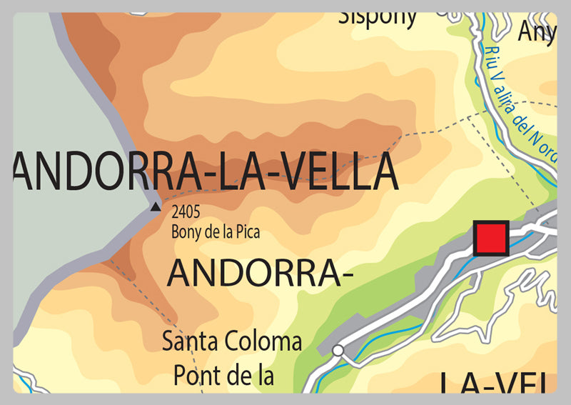 Physical Map of Andora - The Oxford Collection– I Love Maps