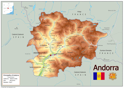 Physical Map of Andora - The Oxford Collection– I Love Maps