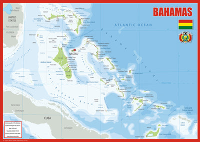 Physical Map of the Bahamas - The Oxford Collection– I Love Maps