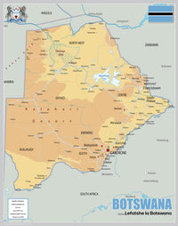 Physical Map of Botswana - The Oxford Collection– I Love Maps