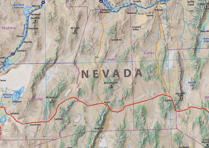 California and Nevada Physical State Map | I Love Maps