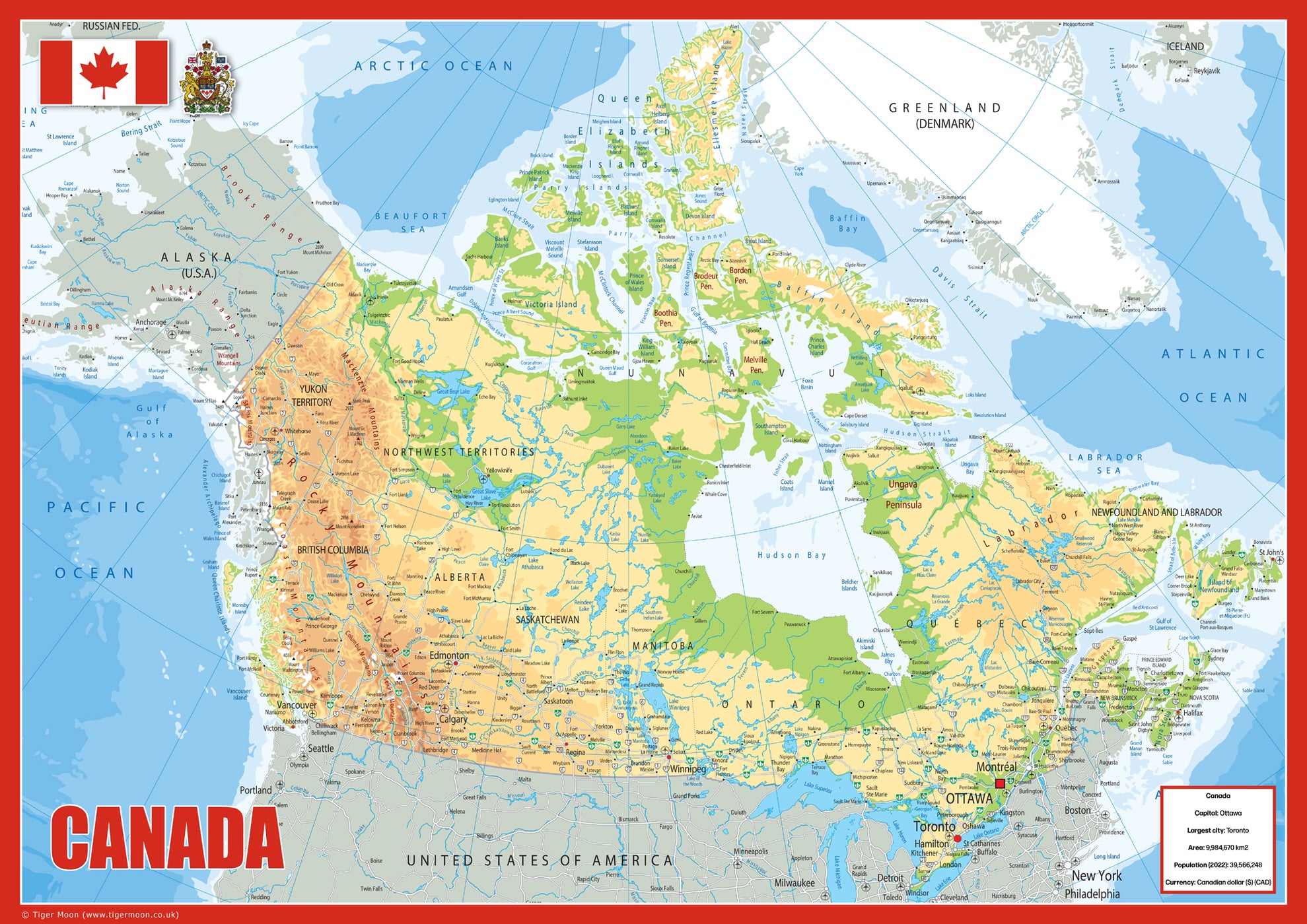 Physical Map of Canada - The Oxford Collection– I Love Maps