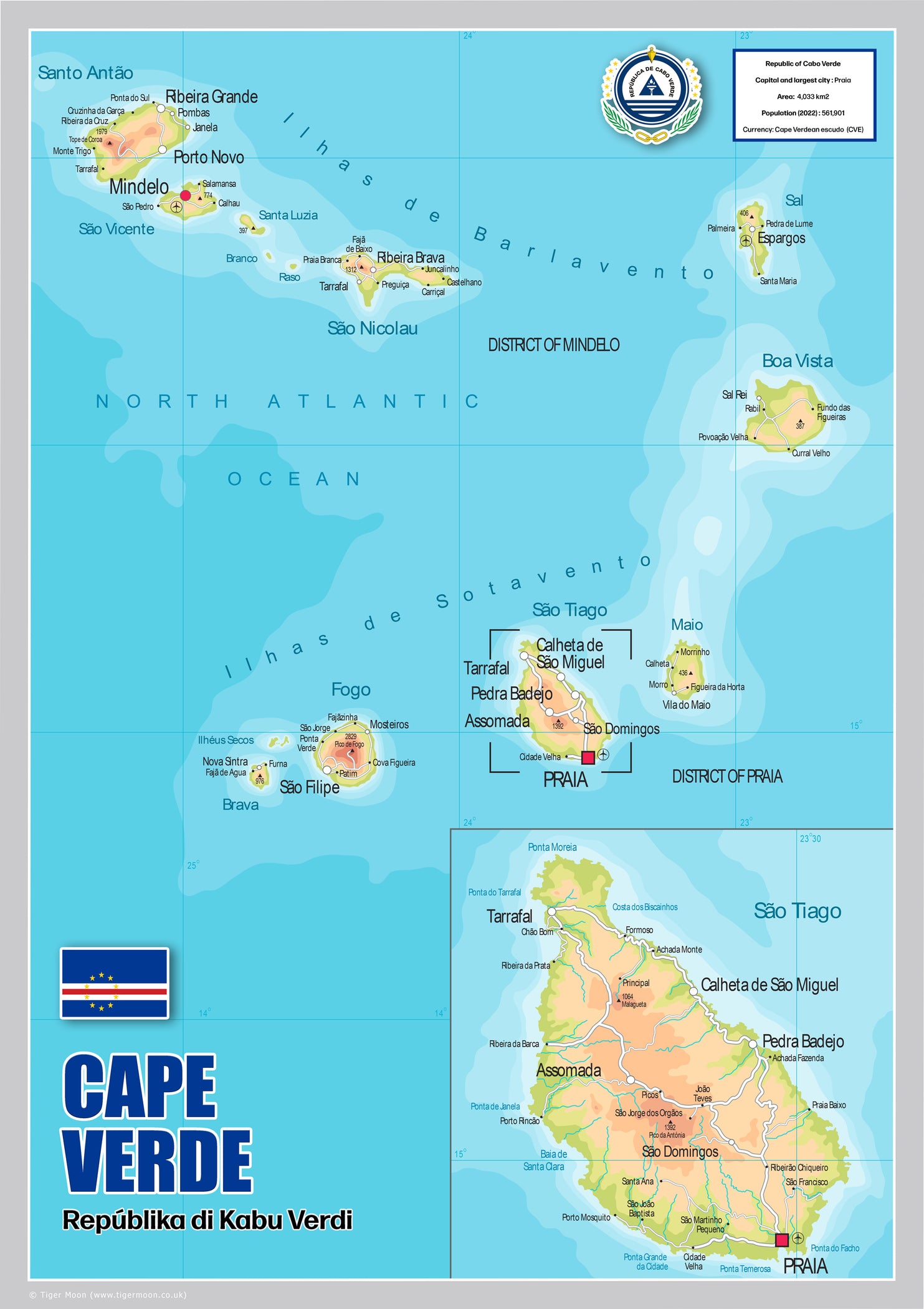 Physical Map of Cape Verde - The Oxford Collection– I Love Maps