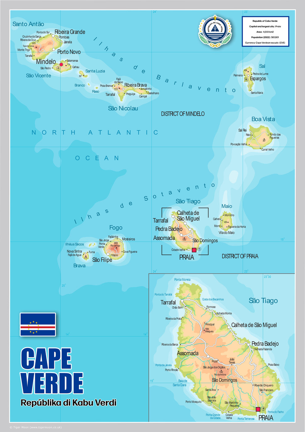 Physical Map of Cape Verde - The Oxford Collection– I Love Maps