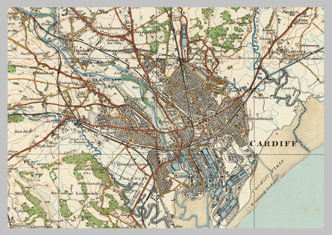 1920 Collection - Cardiff & The Mouth of the Severn Ordnance Survey Ma ...