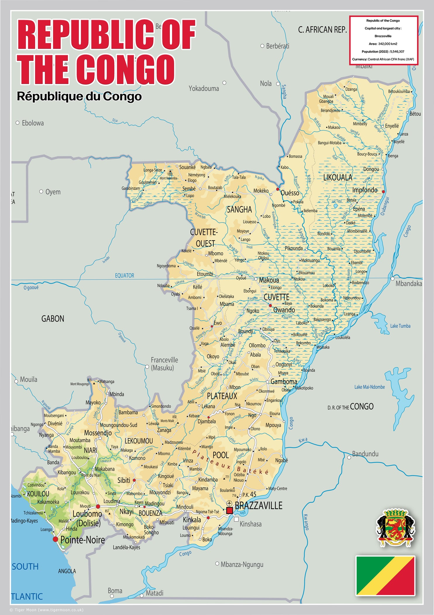 Physical Map of the Congo - The Oxford Collection– I Love Maps