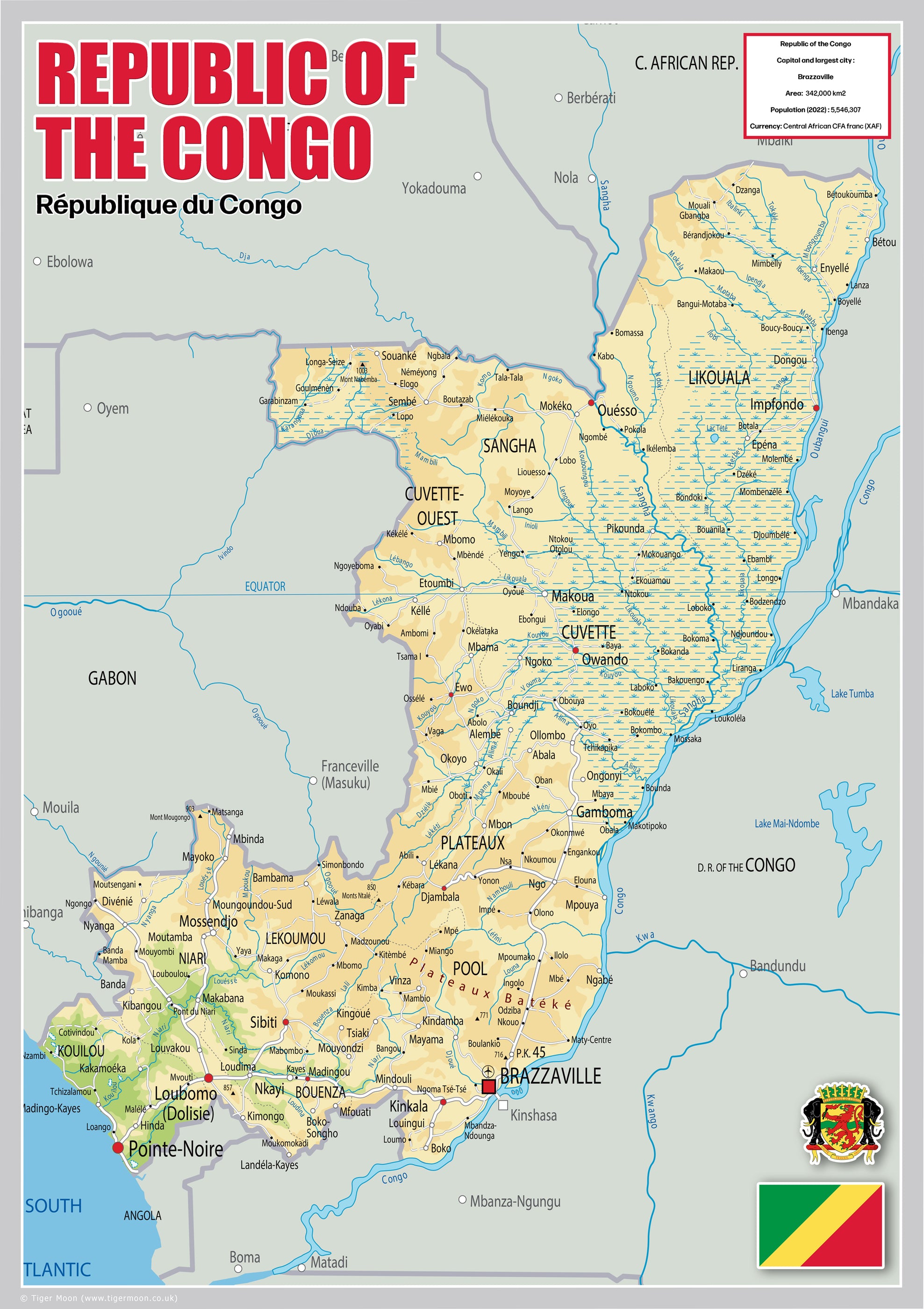 Physical Map of the Congo - The Oxford Collection– I Love Maps