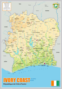 Physical Map of the Ivory Coast - The Oxford Collection– I Love Maps