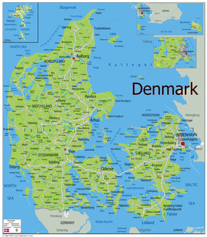 Physical Map of Denmark - The Oxford Collection– I Love Maps