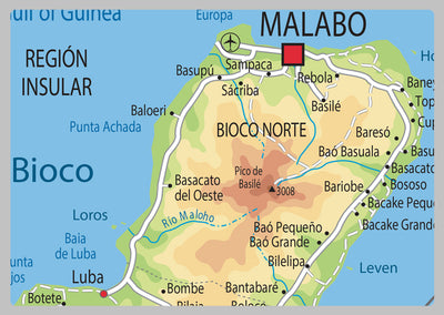 Physical Map of Equatorial Guinea - The Oxford Collection– I Love Maps