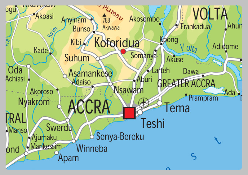 Ghana Physical Map– I Love Maps