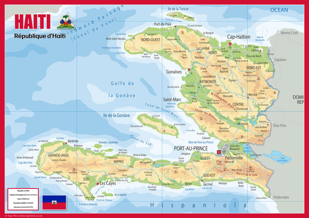 Physical Map of Haiti - The Oxford Collection | I Love Maps