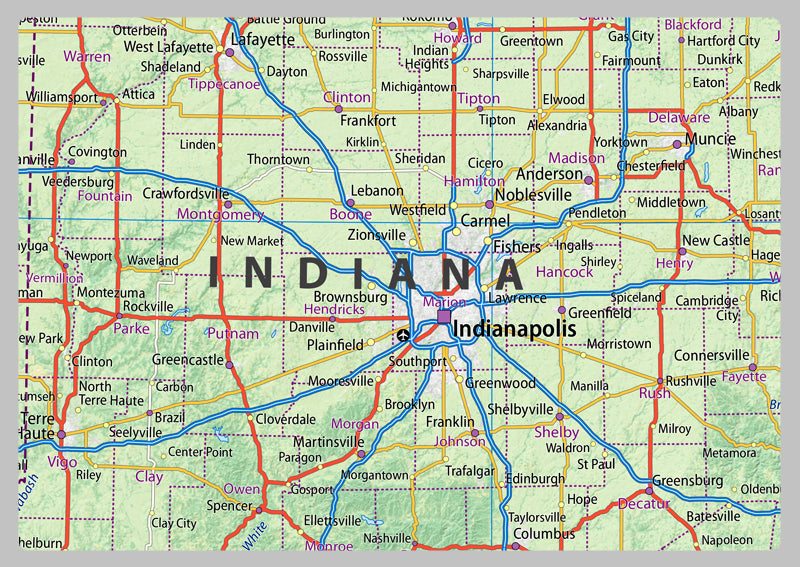 Illinois, Indiana, Ohio and Kentucky Physical Map– I Love Maps