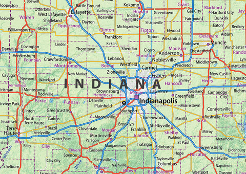 Illinois, Indiana, Ohio and Kentucky Physical State Map | I Love Maps