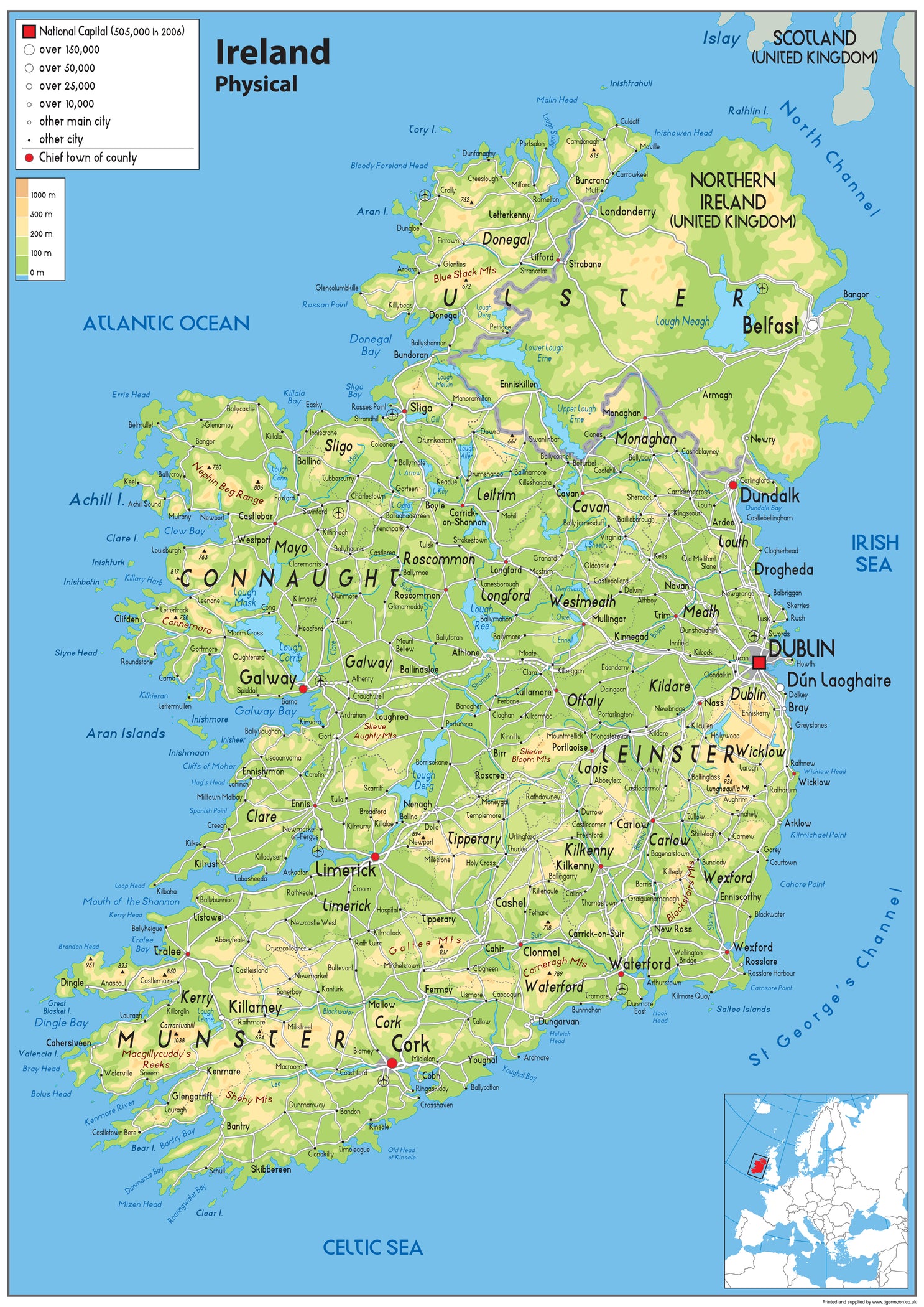 Ireland Physical Map– I Love Maps