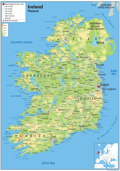 Ireland Physical Map– I Love Maps
