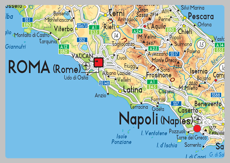 Italy Physical Map– I Love Maps