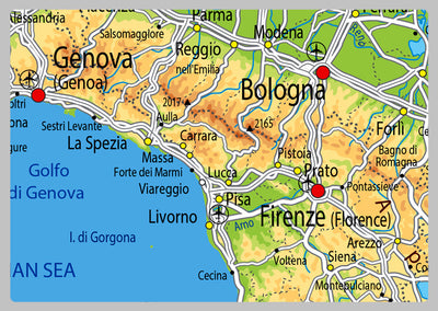 Physical Map of Italy - The Oxford Collection– I Love Maps