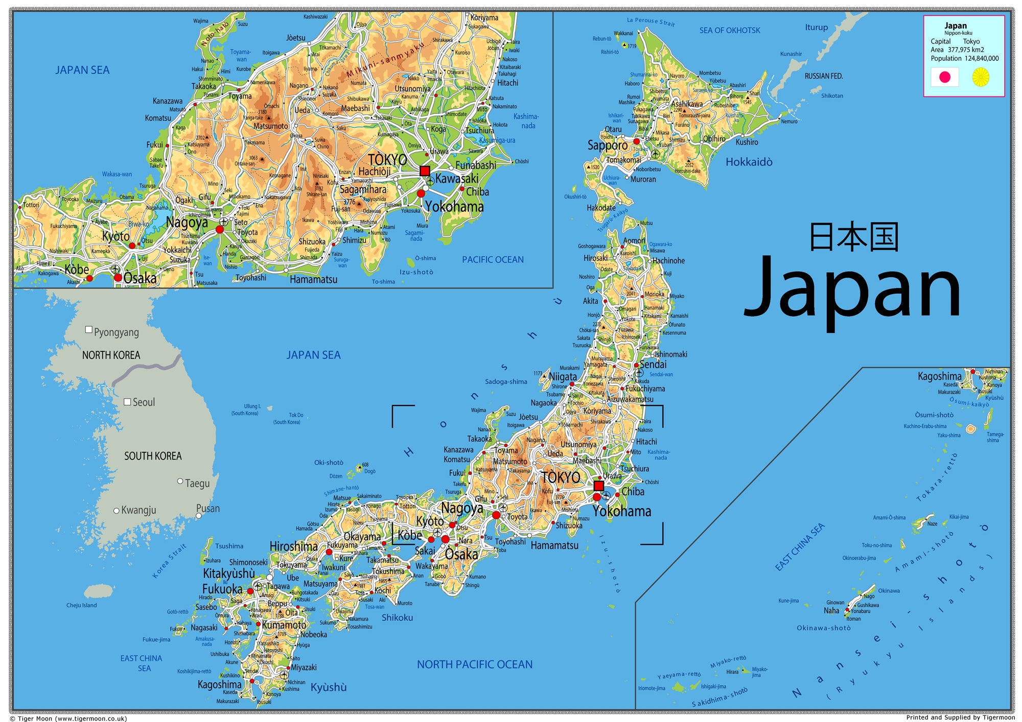 Physical Map of Japan - The Oxford Collection– I Love Maps