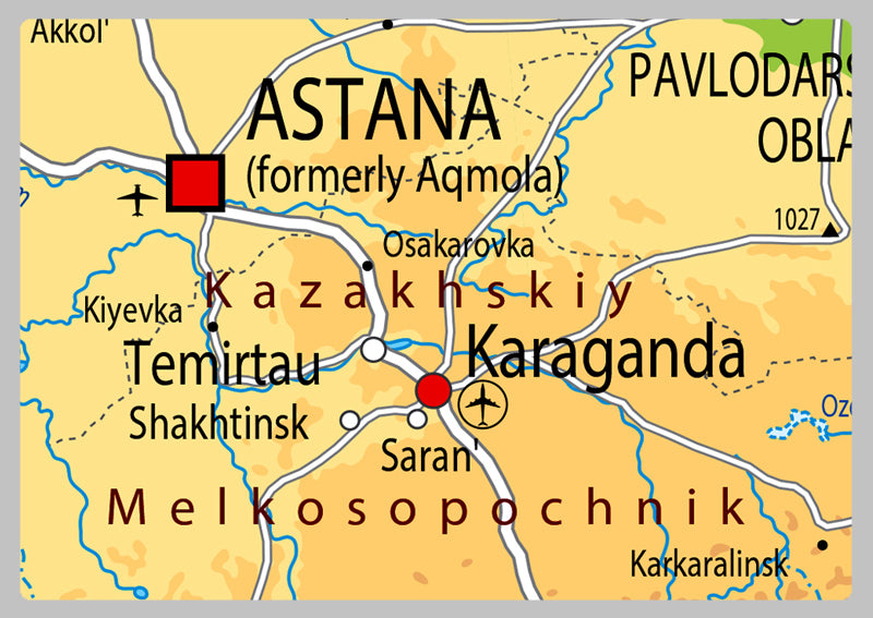 Physical Map of Kazakhstan - The Oxford Collection– I Love Maps