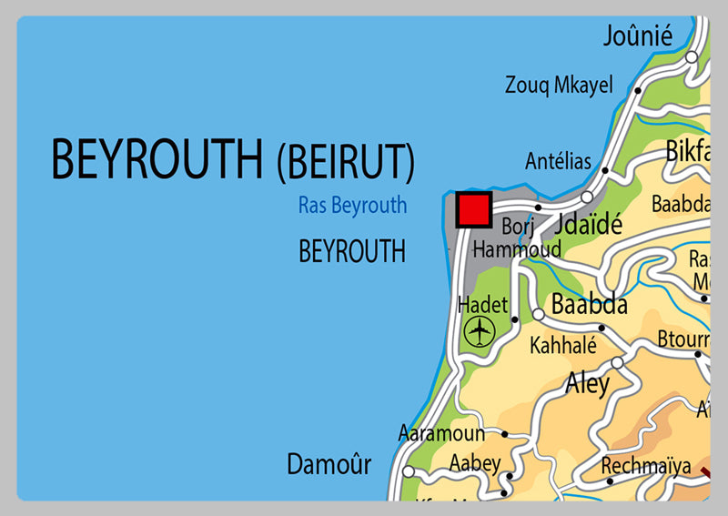 Lebanon physical map