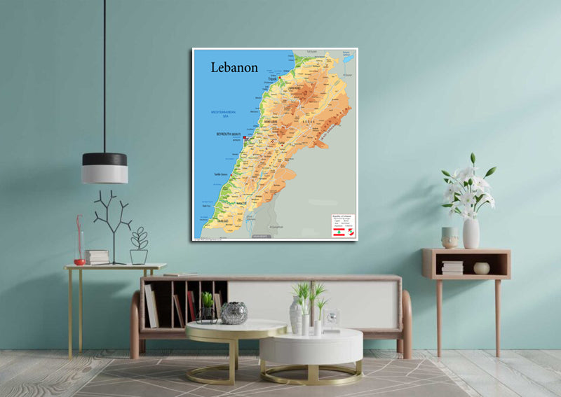 Physical Map of Lebanon - The Oxford Collection | I Love Maps