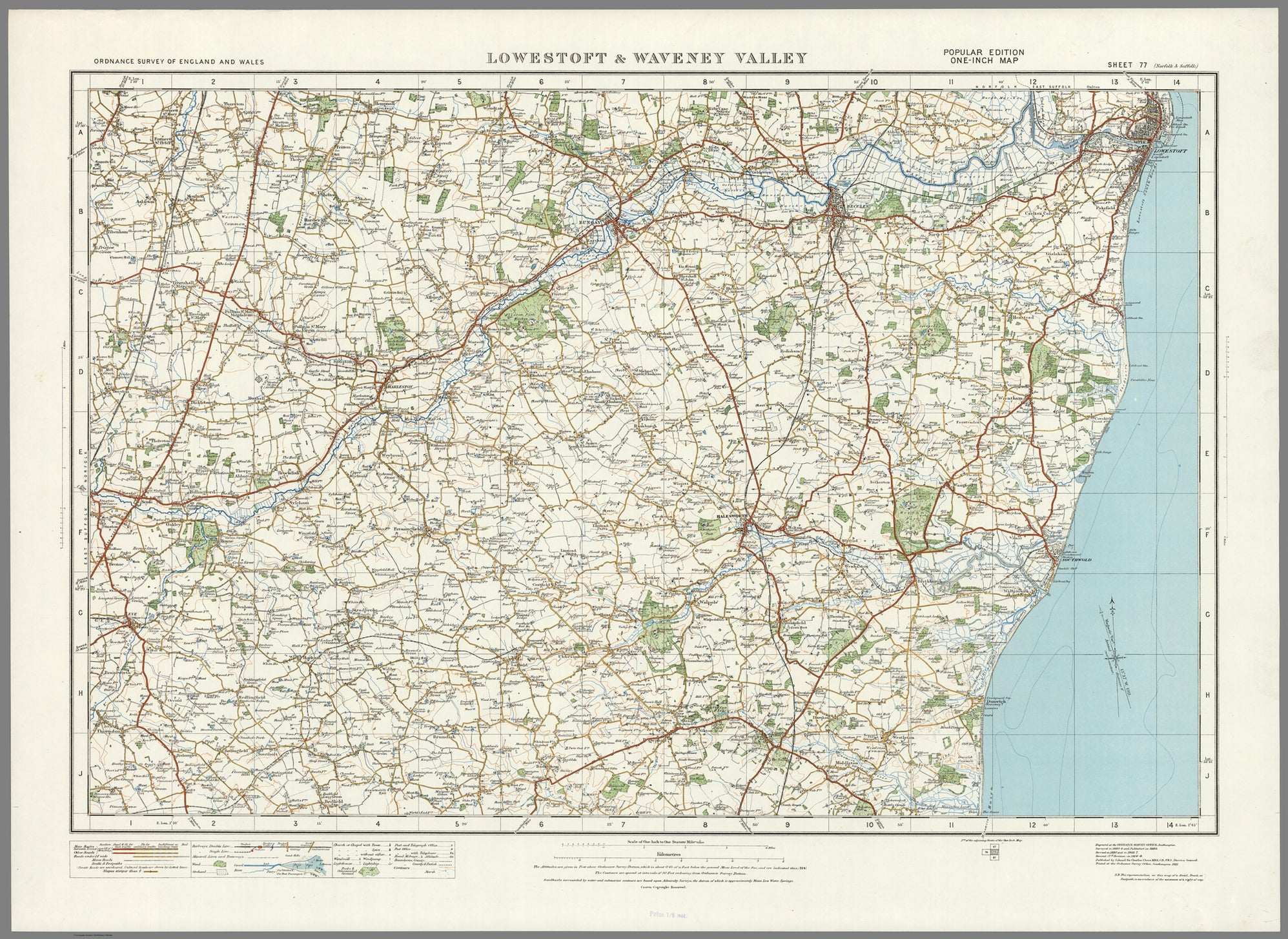 1920 Collection - Lowestoft & Waveney Valley Ordnance Survey Map– I ...