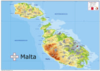 Physical Map of Malta - The Oxford Collection– I Love Maps