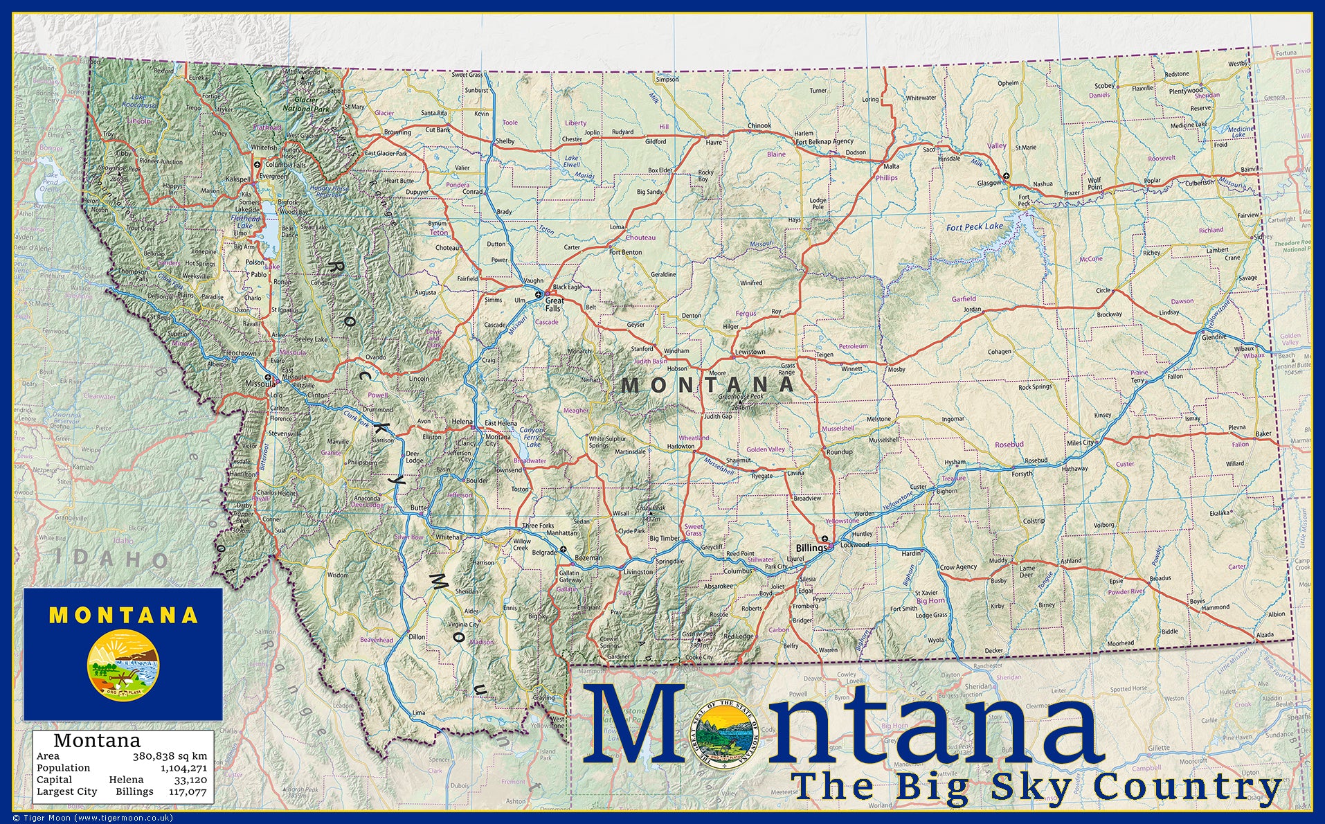 Montana Physical State Map– I Love Maps