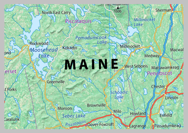 Maine Physical State Map– I Love Maps