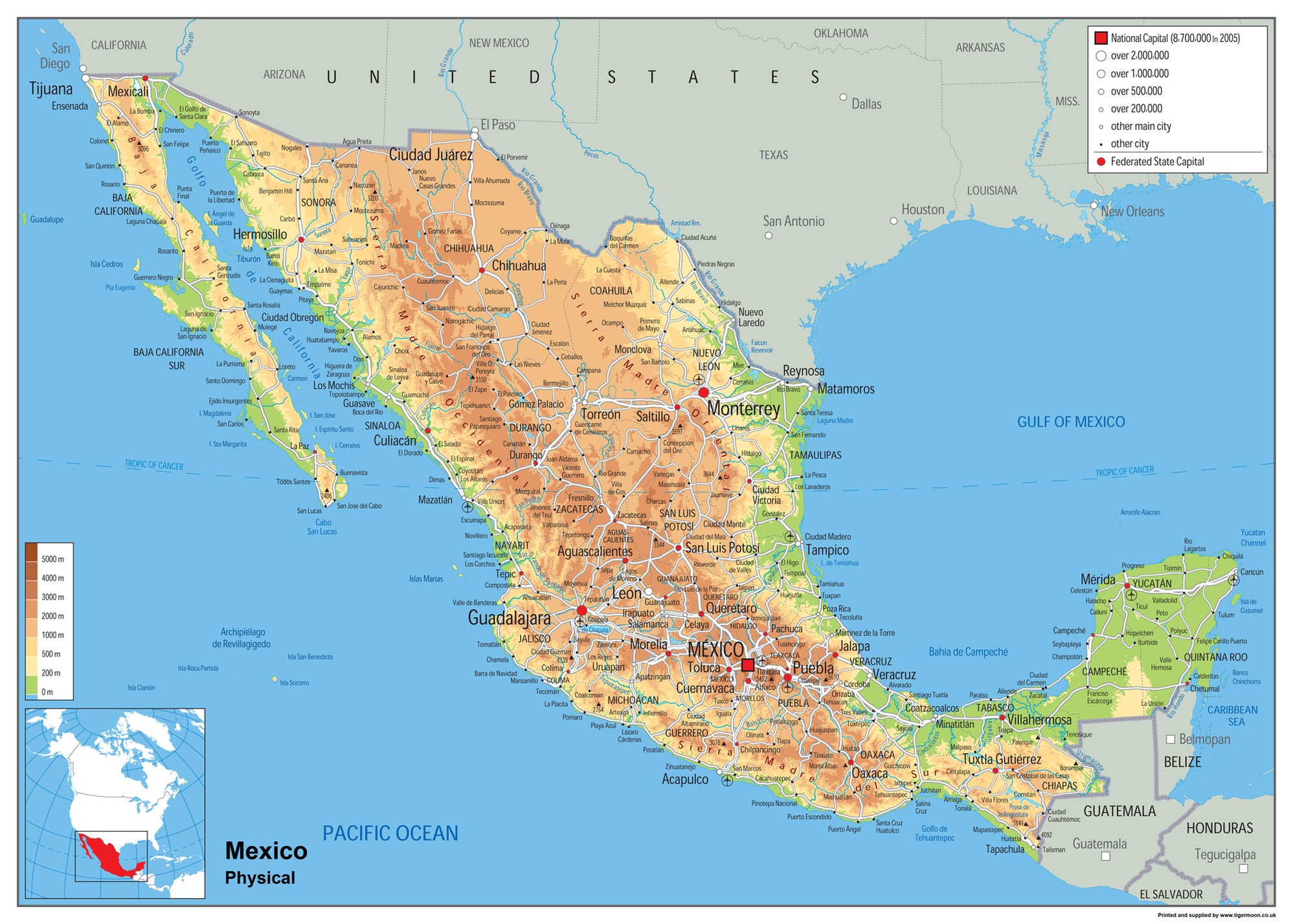 Mexico Physical Map– I Love Maps