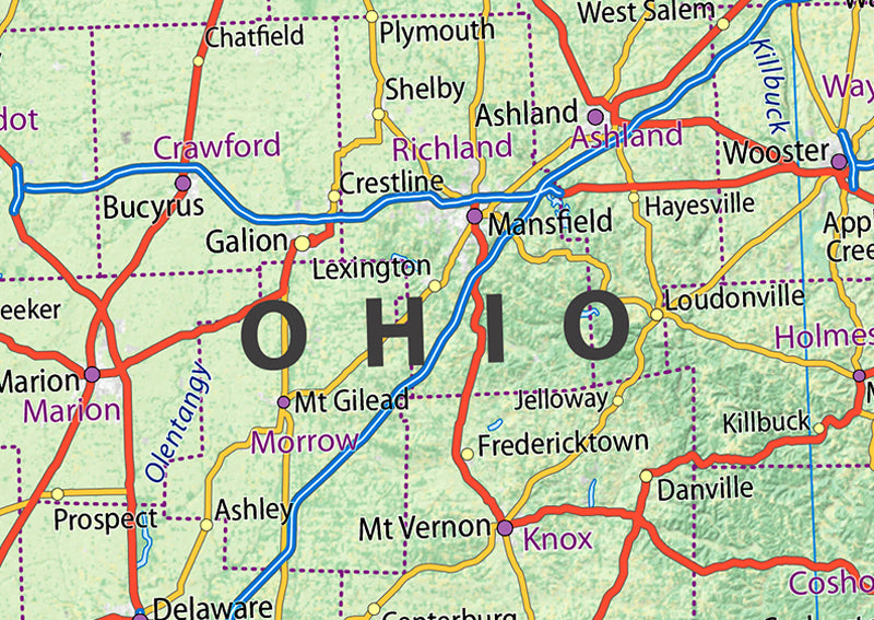 Ohio Physical State Map | I Love Maps