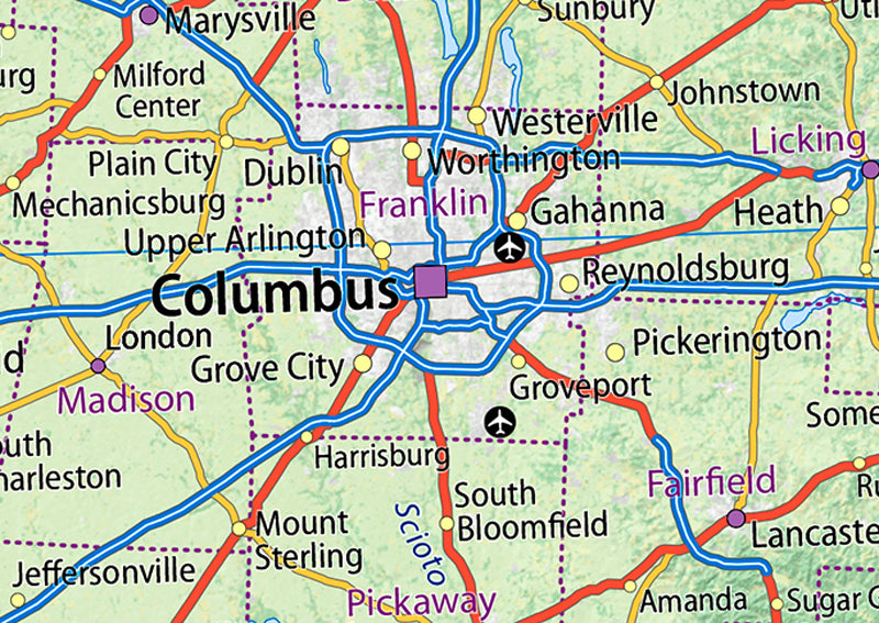 Physical map of ohio