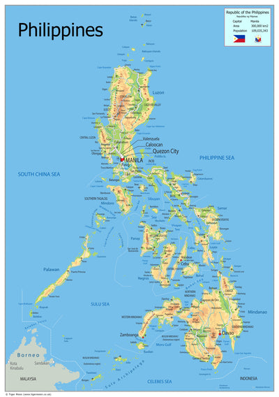 Physical Map of the Philippines - The Oxford Collection– I Love Maps