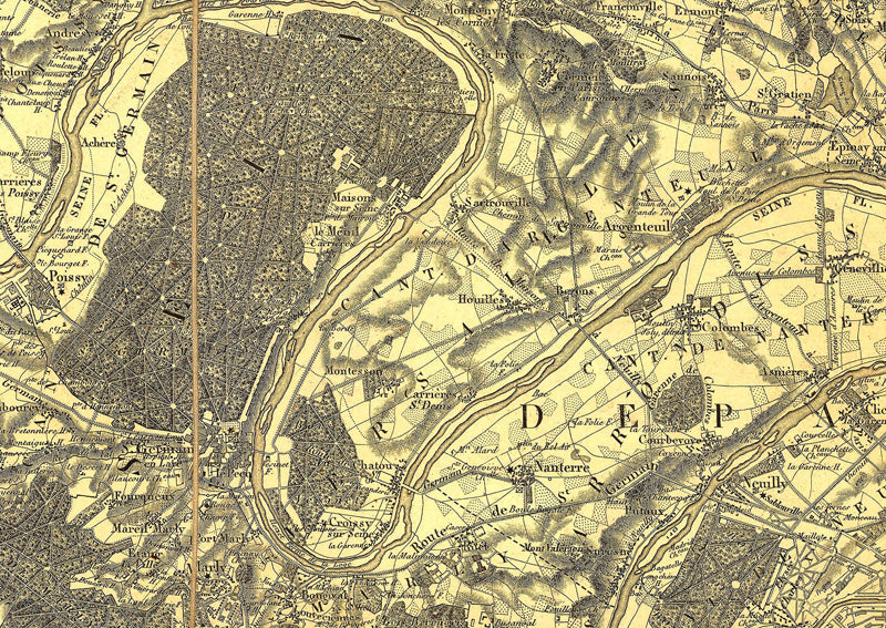 Antique 1830 Map Of Paris & Environs - Aux Environs De Paris– I Love Maps