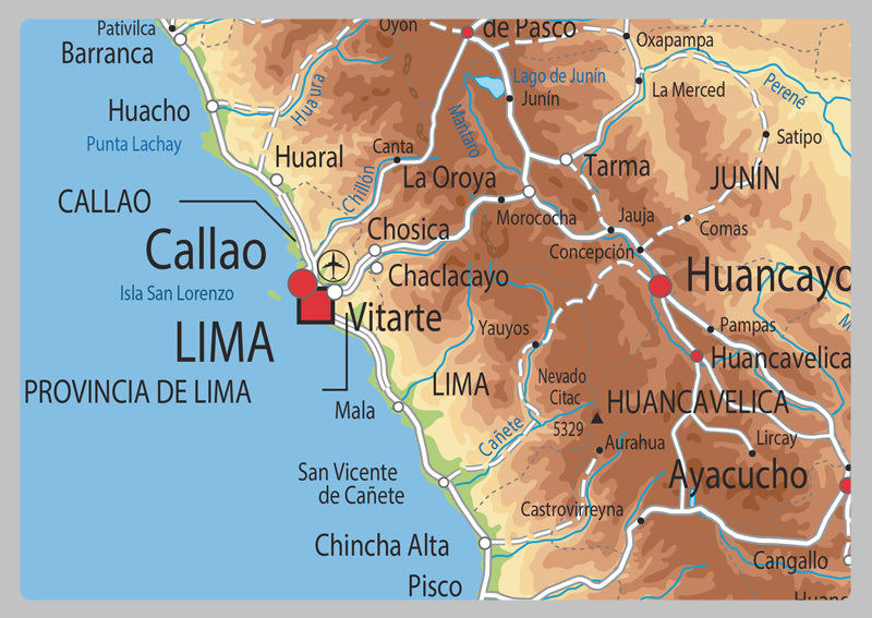 Physical Map of Peru - The Oxford Collection– I Love Maps