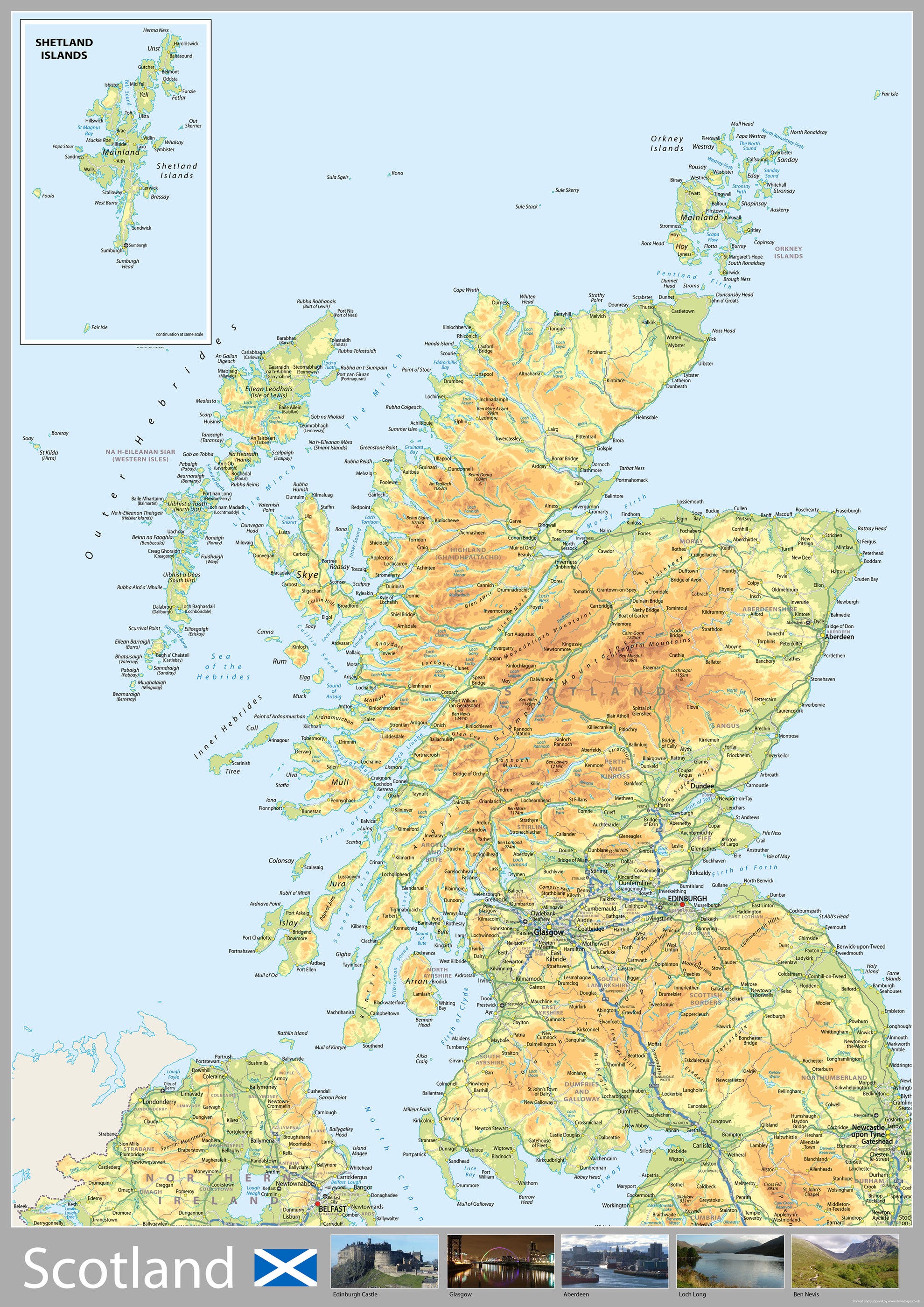 Scotland Physical Map– I Love Maps