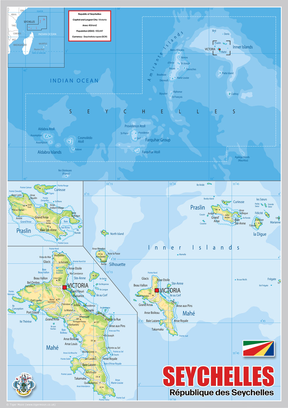 Physical Map of the Seychelles - The Oxford Collection– I Love Maps