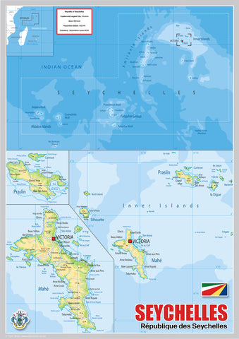 Physical Map of the Seychelles - The Oxford Collection | I Love Maps