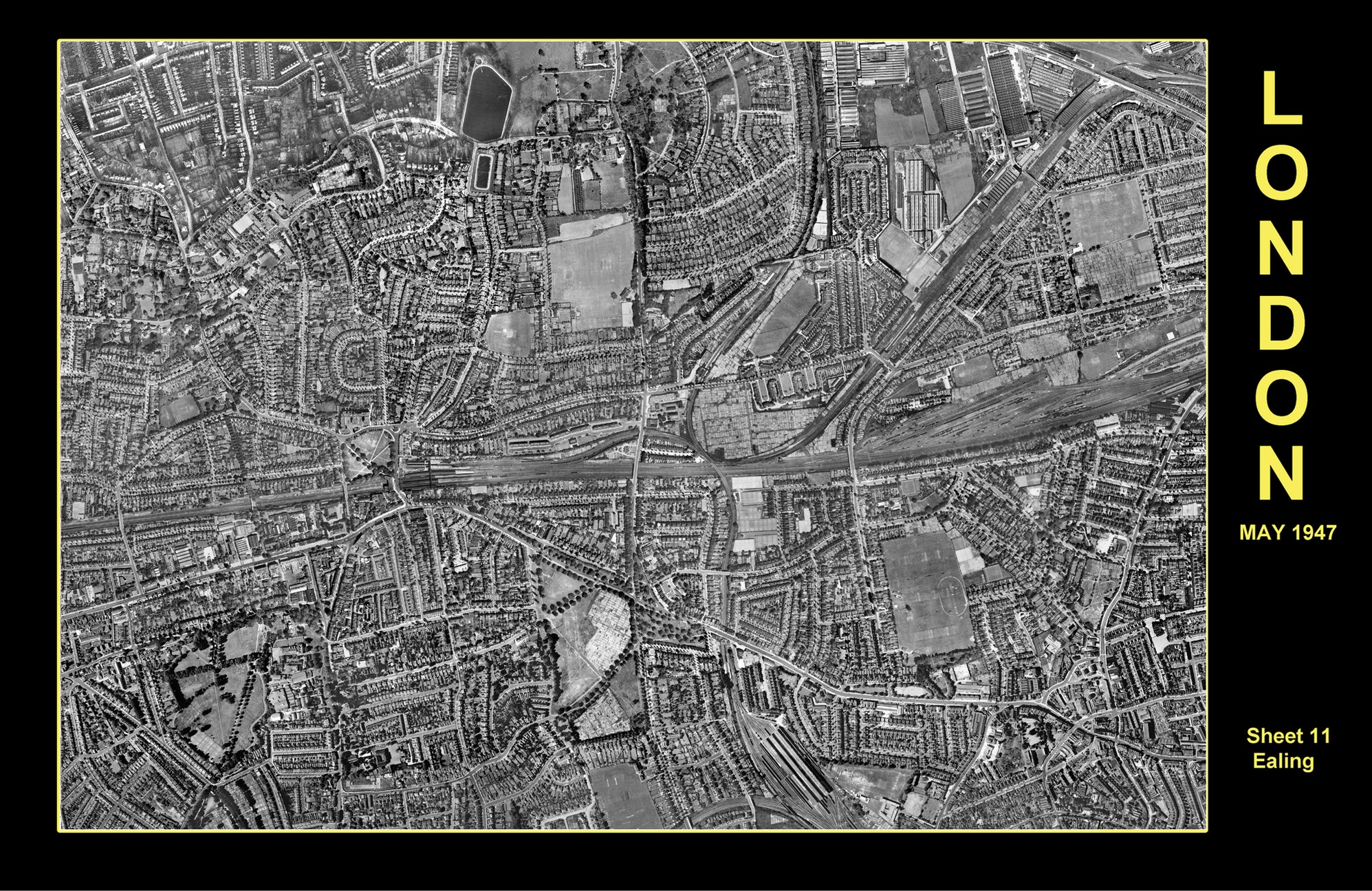 Post-War 1947 London Aerial Map - Ealing– I Love Maps