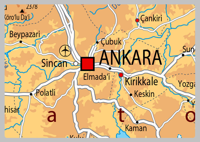 Physical Map of Turkey - The Oxford Collection– I Love Maps