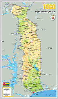 Physical Map of Togo - The Oxford Collection– I Love Maps