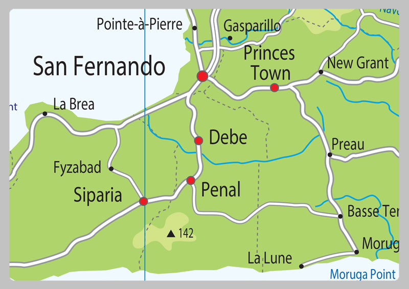 Physical Map of Trinidad & Tobago - The Oxford Collection | I Love Maps