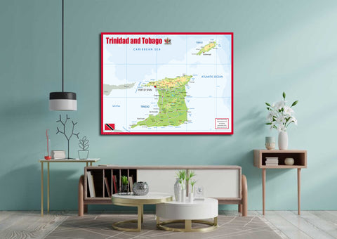 Physical Map of Trinidad & Tobago - The Oxford Collection | I Love Maps