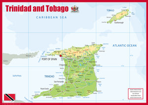 Physical Map of Trinidad & Tobago - The Oxford Collection– I Love Maps