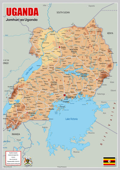 Physical Map of Uganda - The Oxford Collection– I Love Maps